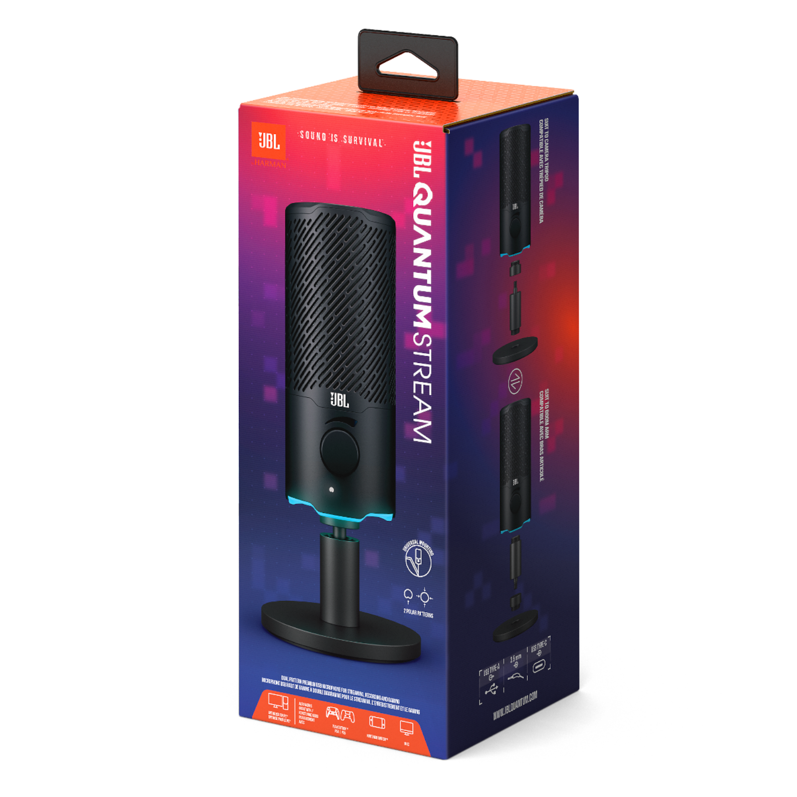 JBL Quantum Stream | Micrófono USB premium doble para streaming, grabación y juegos